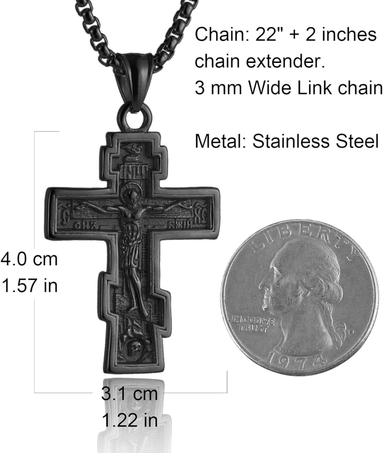 Orthodox Cross Necklace Stainless Steel Chain | Orthodox Depot
