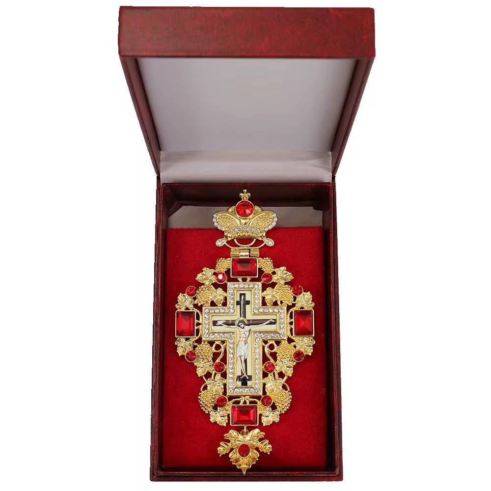 Red & Gold Orthodox Jeweled Pectoral Crosses — Orthodox Depot