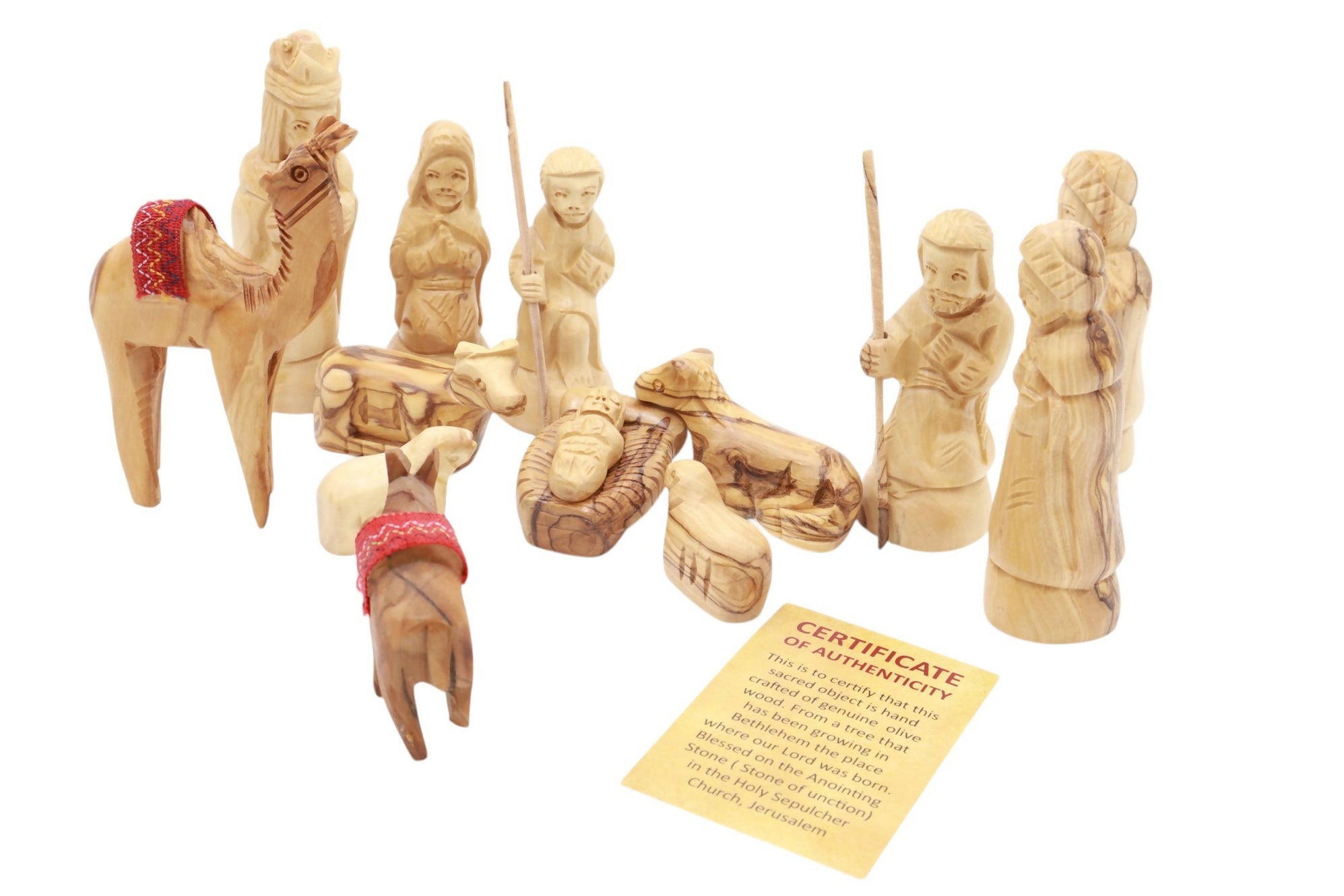 Nativity Figures Set Handcrafted Olive Wood Carved Sculptures Holy Lan ...