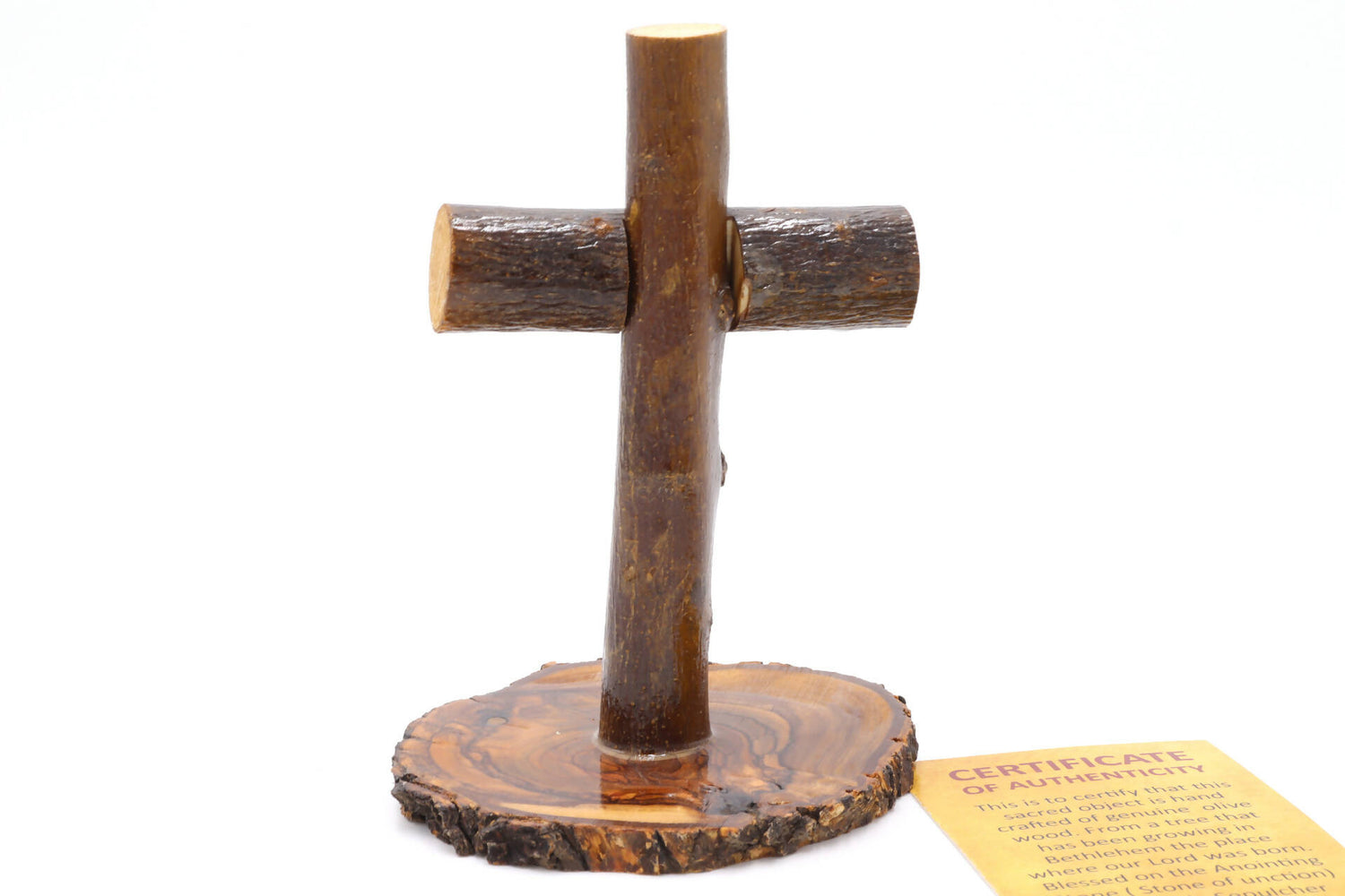 Natural Olive Wood Cross Certificate Hand Made Jerusalem Holy Land Ble ...