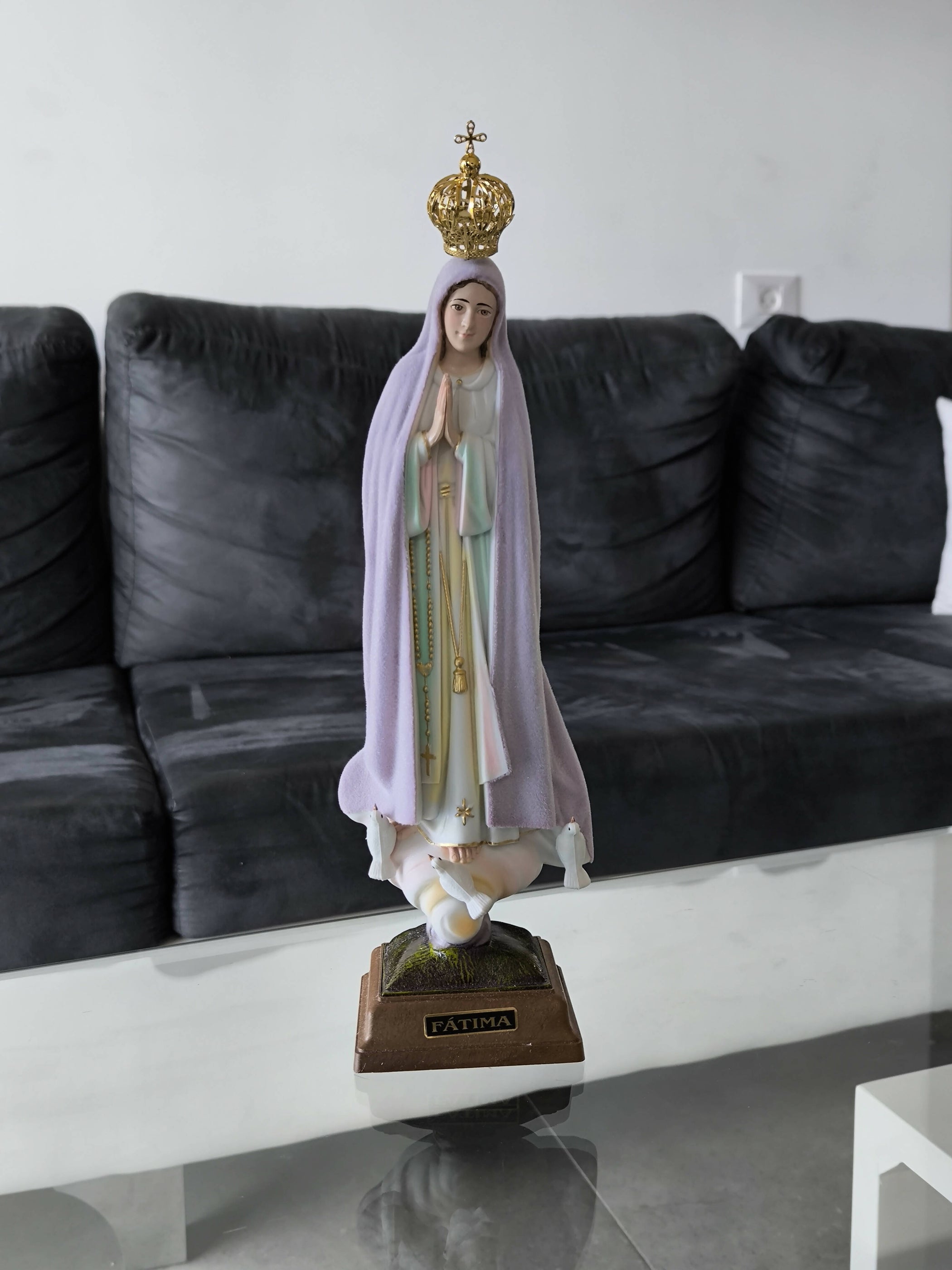 Our Lady of Fatima 13.77" Change Color Statue Mary Virgin made in Fati ...
