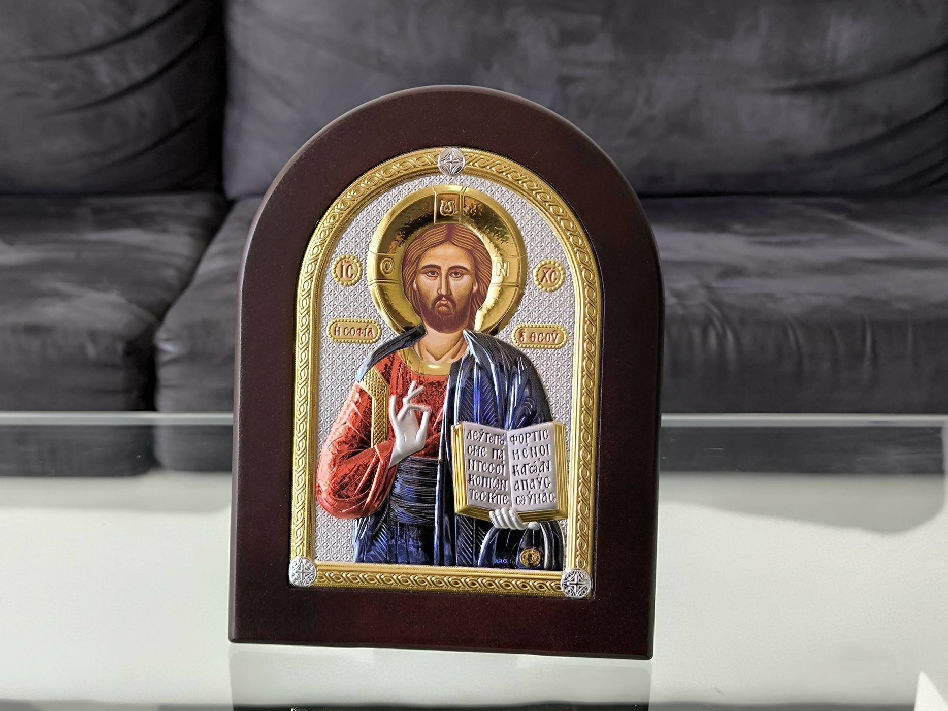 Icon Christ Jesus Gold 10.23 x 7.87 inch Silver 950 Nikolaos Silver Je ...