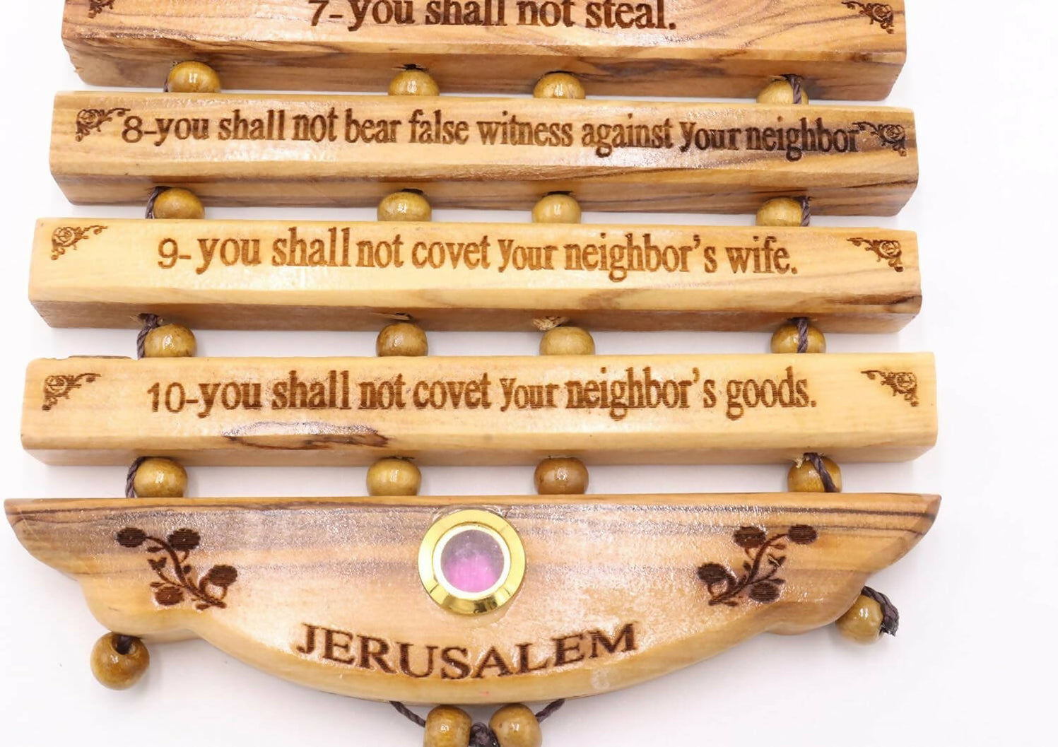 The Ten Commandments Hand Made Olive Wood English Laser Carved Hand Ma ...