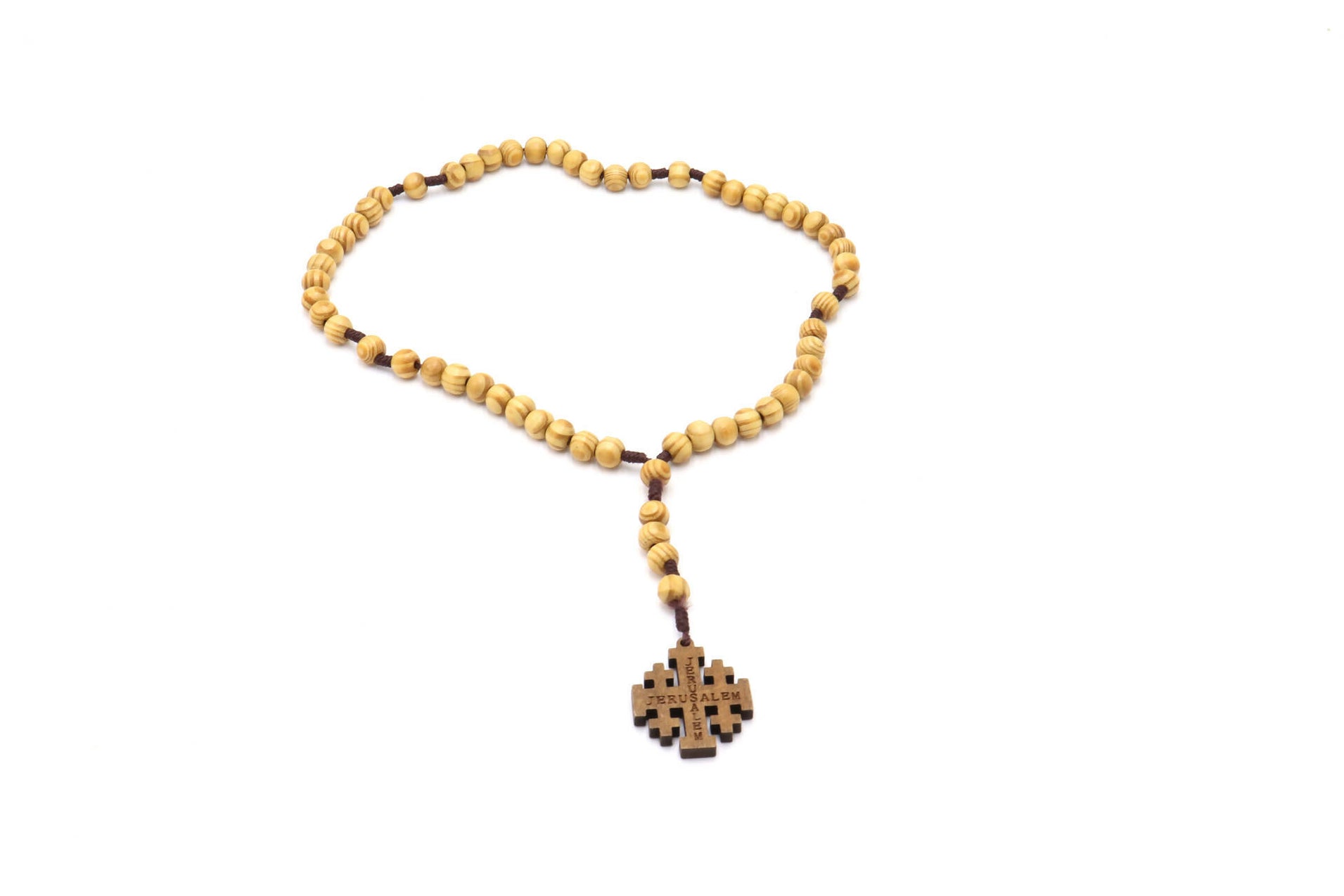 Rosary with Certificate Jerusalem Cross Olive Wood Prayer Holy Land co ...