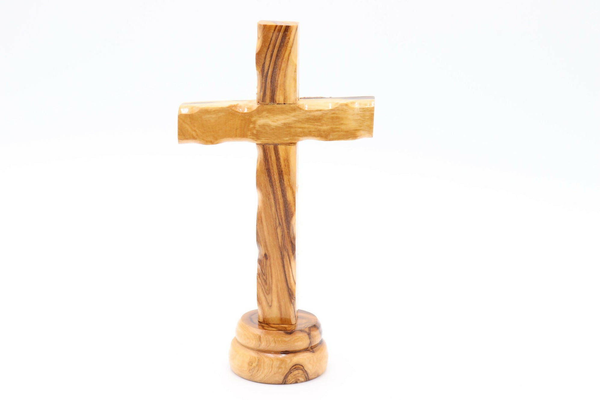 Olive Wood Round Cross Certificate Crucifix Standing Holy Land Jerusal ...