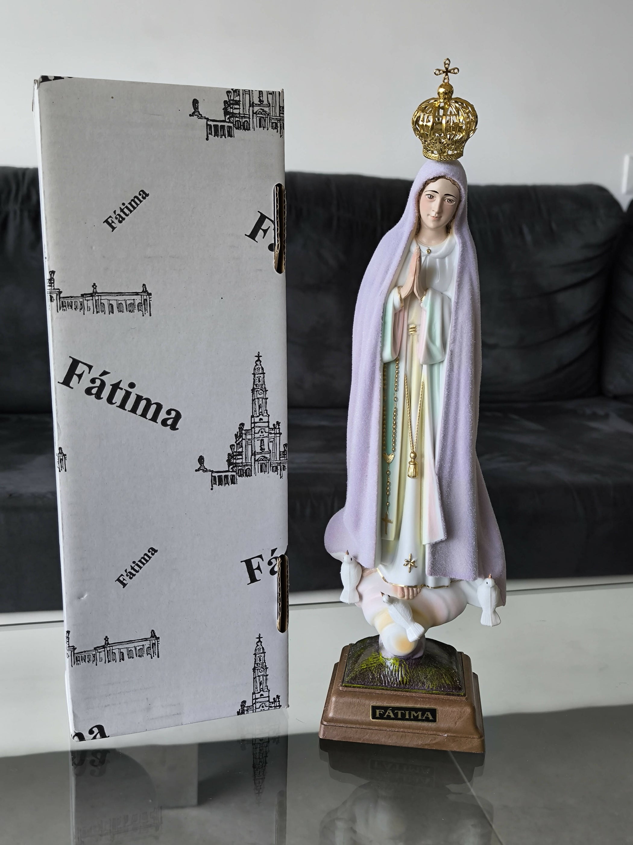 Our Lady of Fatima 13.77" Change Color Statue Mary Virgin made in Fati ...
