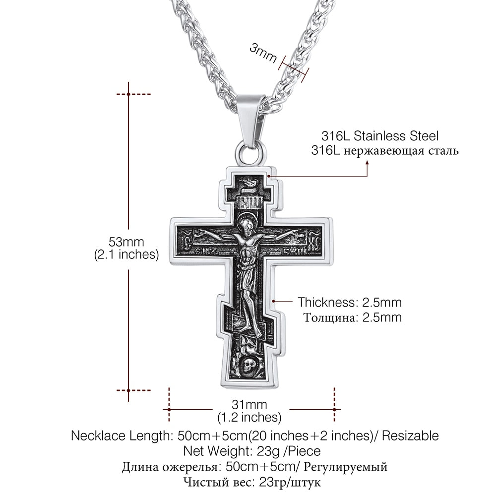 Orthodox Cross Necklace Stainless Steel Chain | Orthodox Depot