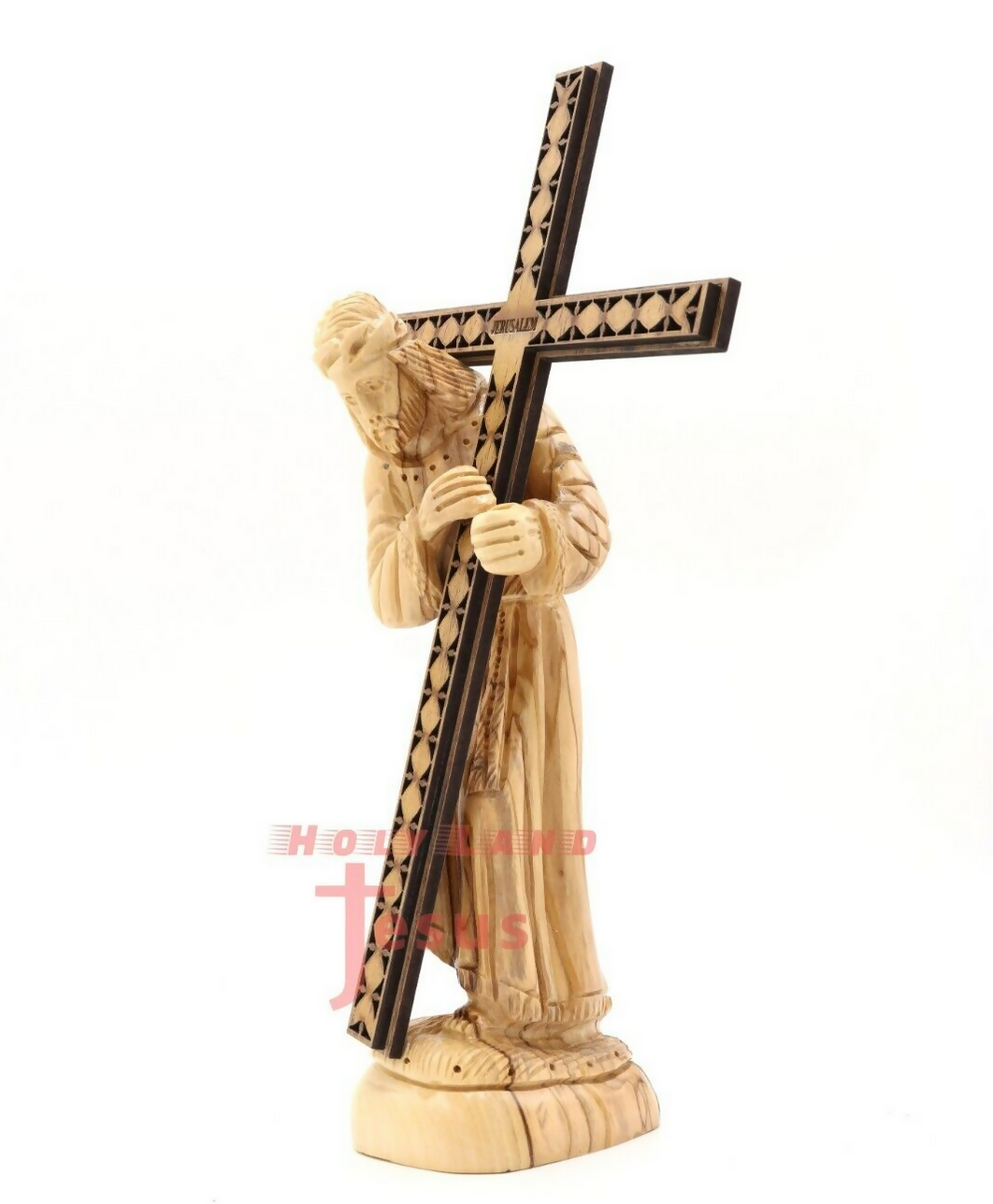Hand Made Jesus Carrying cross Jerusalem Holy Land Statue New Figure o ...